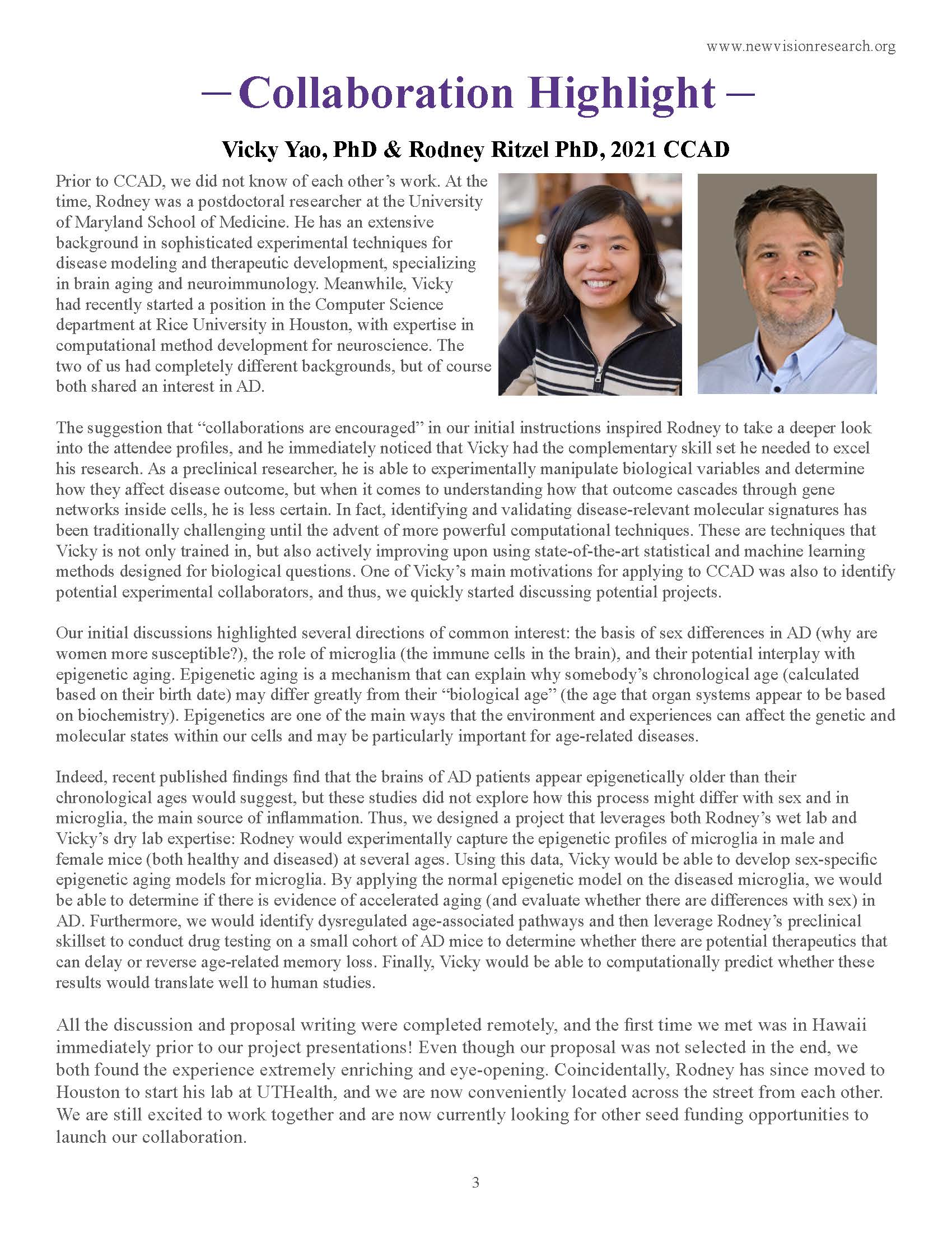 Collaboration Highlight – Vicky Yao and Rodney Ritzel – Charleston ...